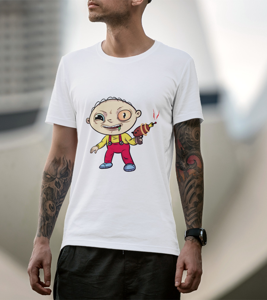 Psychedelic Stewie Griffin With Ray Gun T-Shirt