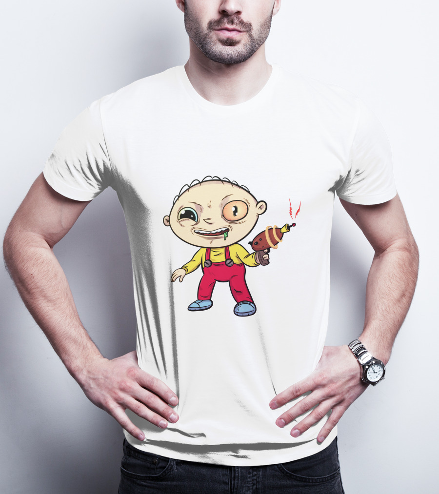 Psychedelic Stewie Griffin With Ray Gun T-Shirt
