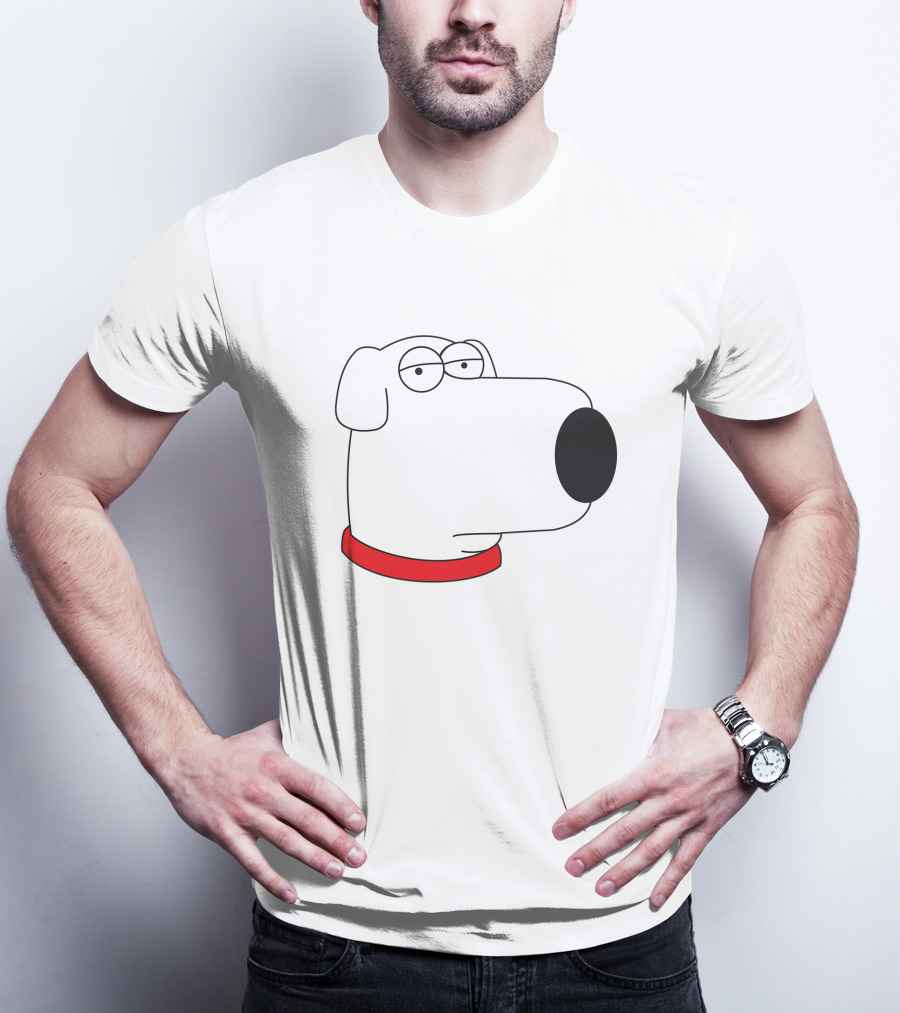Brian Griffin Family Guy Character Face Red Collar T-Shirt