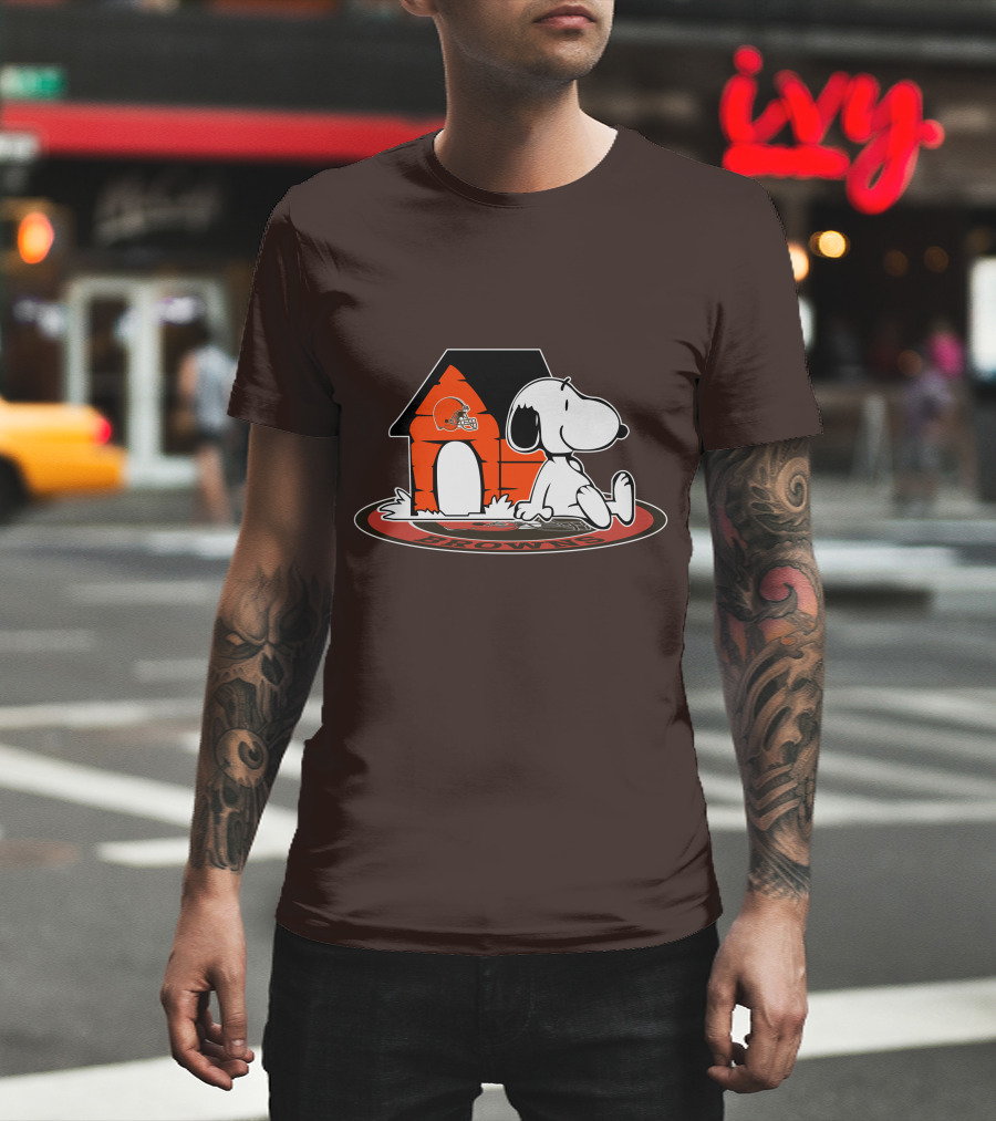 Cleveland Browns Football Fan Snoopy Now And Forever T-Shirt