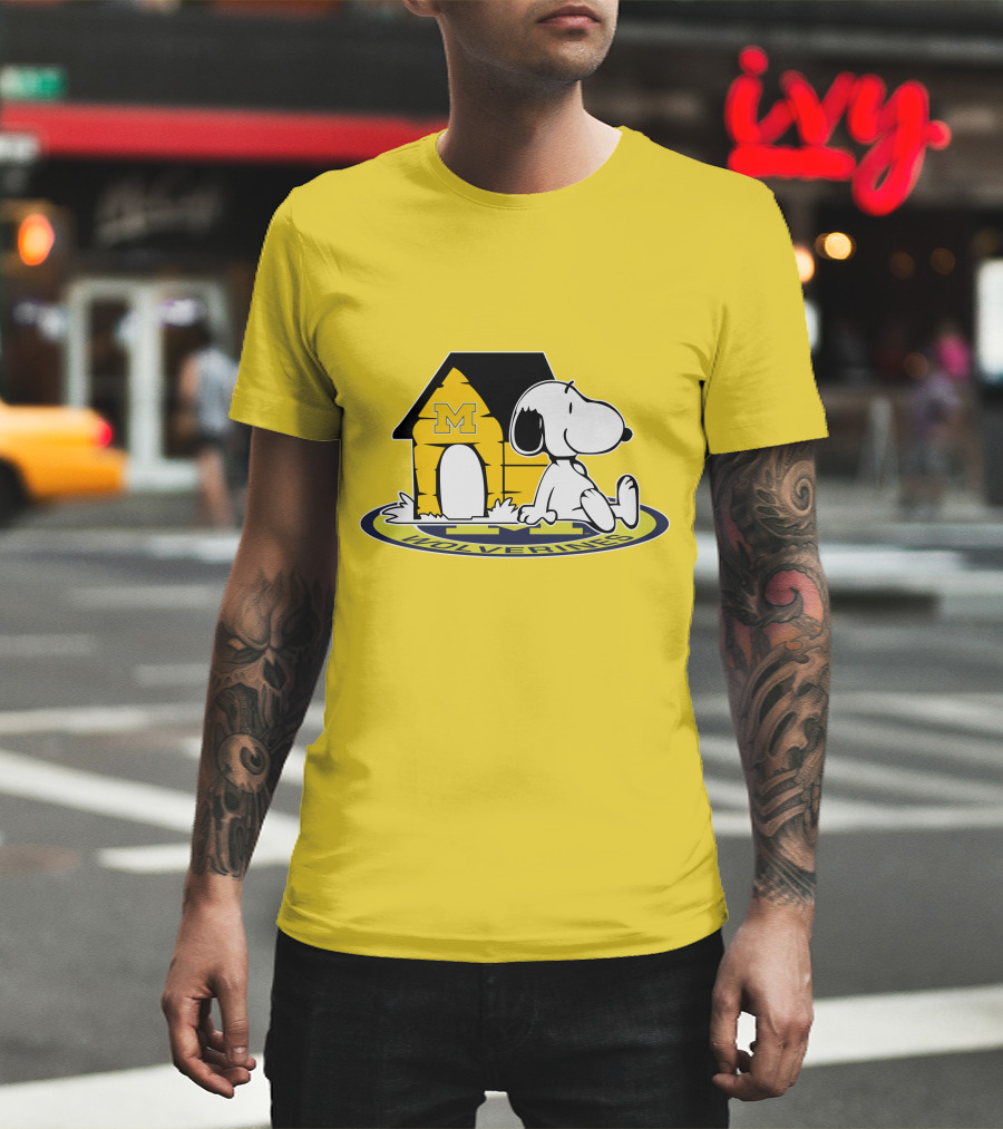Michigan Wolverines Snoopy Doghouse Fan Now And Forever T-Shirt