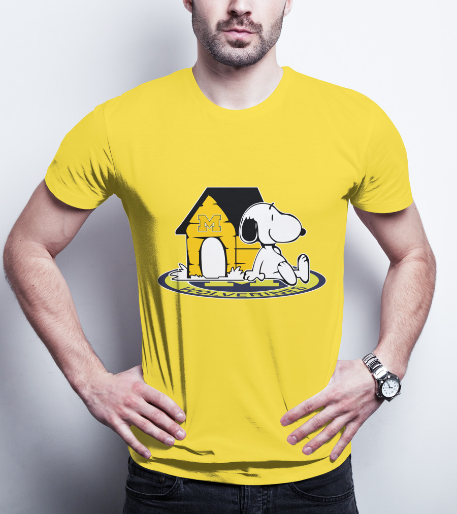 Michigan Wolverines Snoopy Doghouse Fan Now And Forever T-Shirt