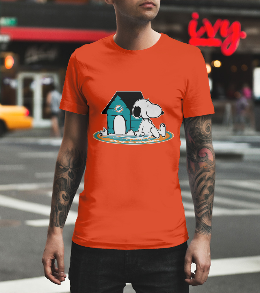 Miami Dolphins Fan Forever With Snoopy House T-Shirt
