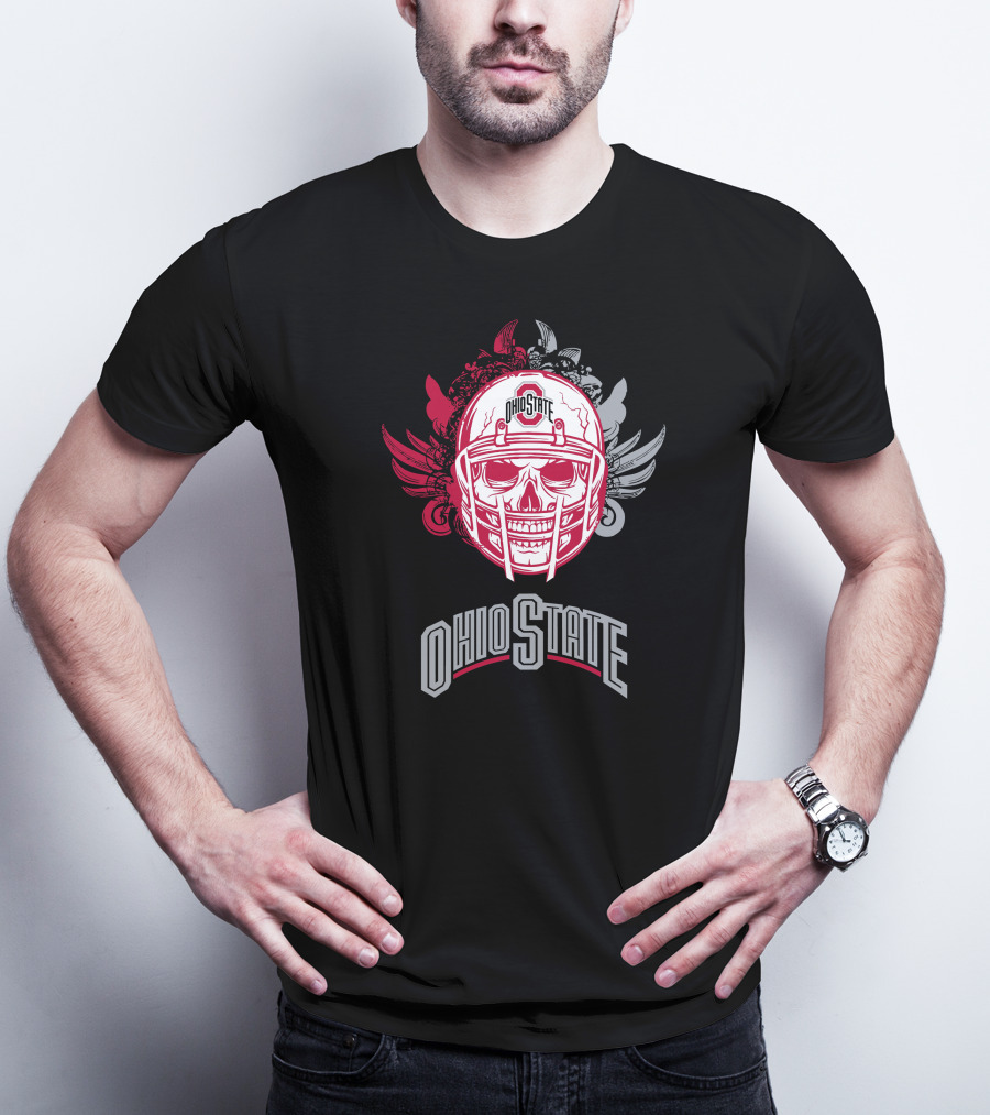 Ohio State Buckeyes Skull Helmet Art With Wings T-Shirt