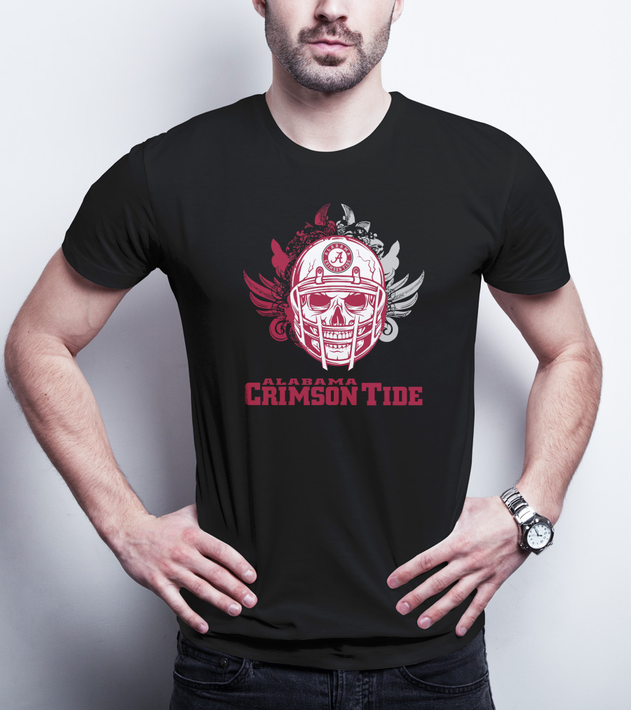 Alabama Crimson Tide Skull Football Helmet T-Shirt