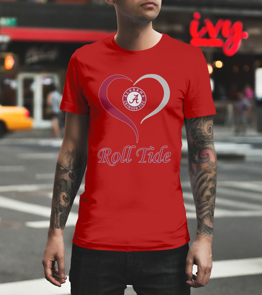 Alabama Crimson Tide Roll Tide Heart T-Shirt