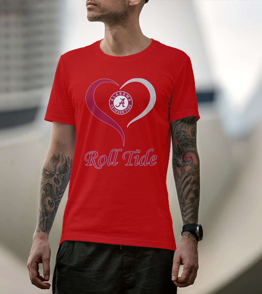 Alabama Crimson Tide Roll Tide Heart T-Shirt