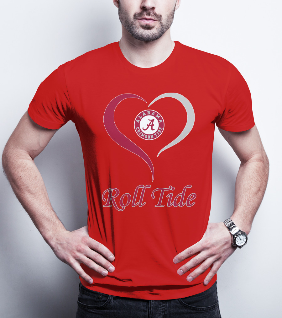 Alabama Crimson Tide Roll Tide Heart T-Shirt