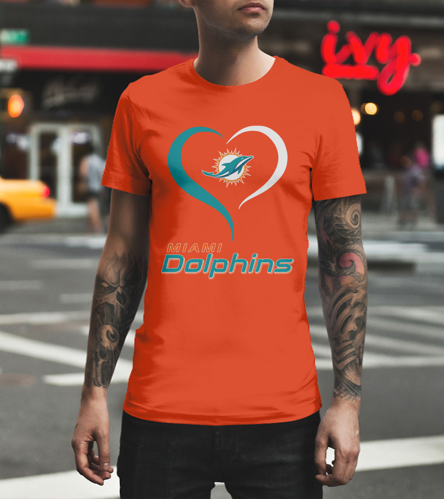 Miami Dolphins Heart T-Shirt