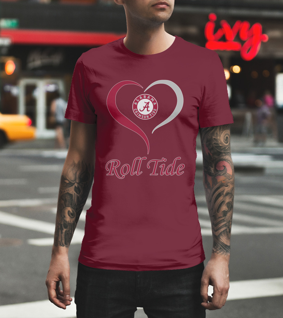 Alabama Crimson Tide Heart Roll Tide T-Shirt