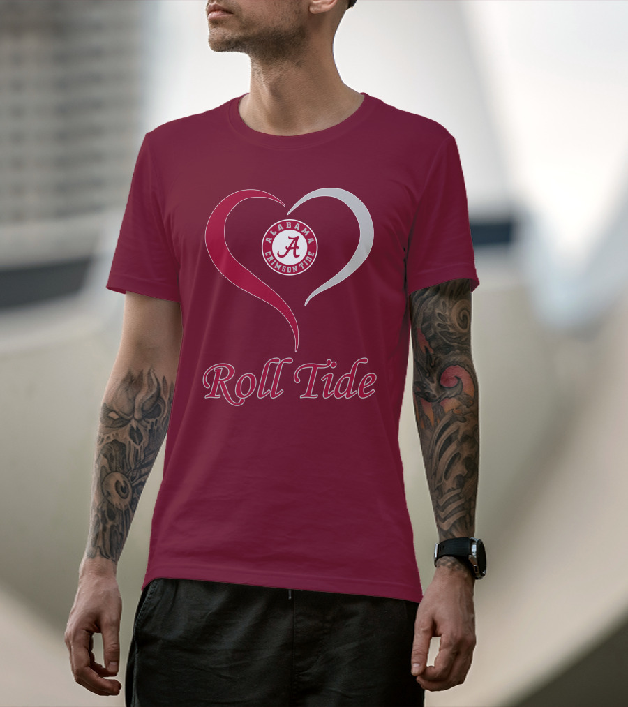 Alabama Crimson Tide Heart Roll Tide T-Shirt
