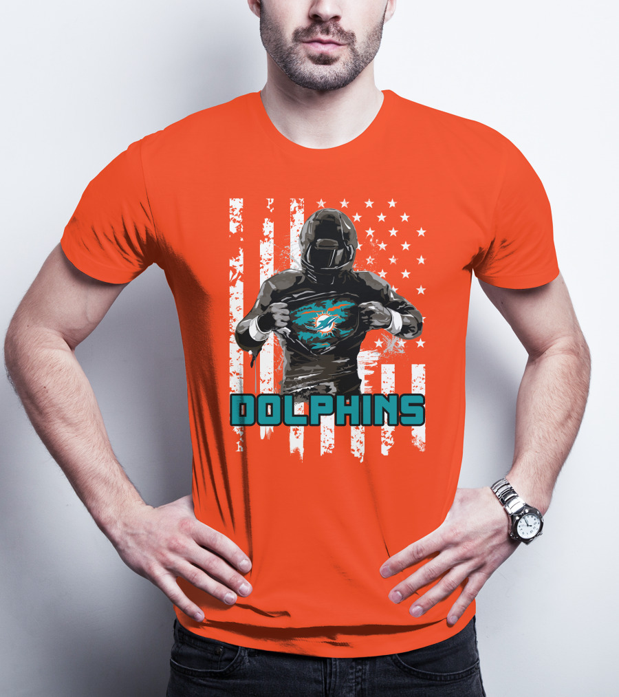 Dolphins Superhero Unveiling Miami Pride Flag T-Shirt