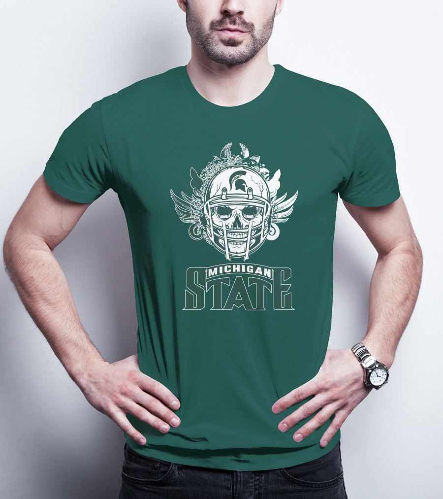 Michigan State Spartans Skull Helmet T-Shirt