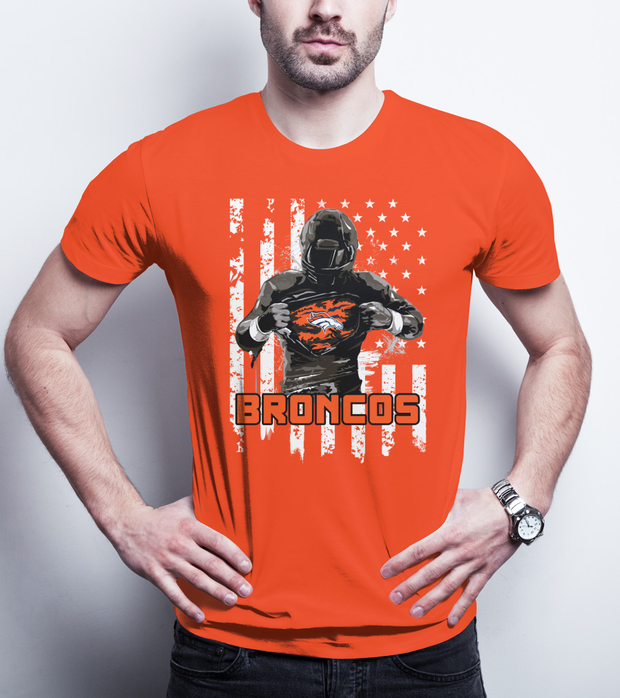 Denver Broncos Football Player American Flag T-Shirt
