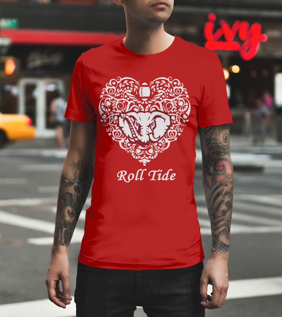 Roll Tide Alabama Crimson Tide Heart T-Shirt