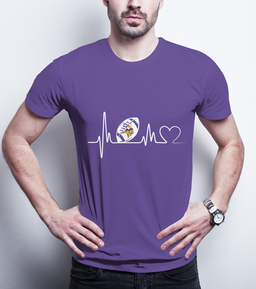 Minnesota Vikings Heartbeat Football And Love T-Shirt