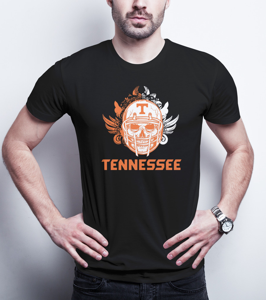 Tennessee Volunteers Skull Helmet Football Wings T-Shirt