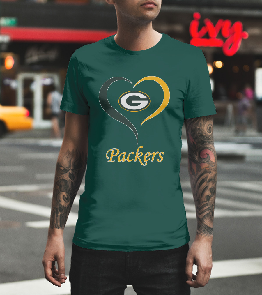 Green Bay Packers Heart Symbol Packers T-Shirt