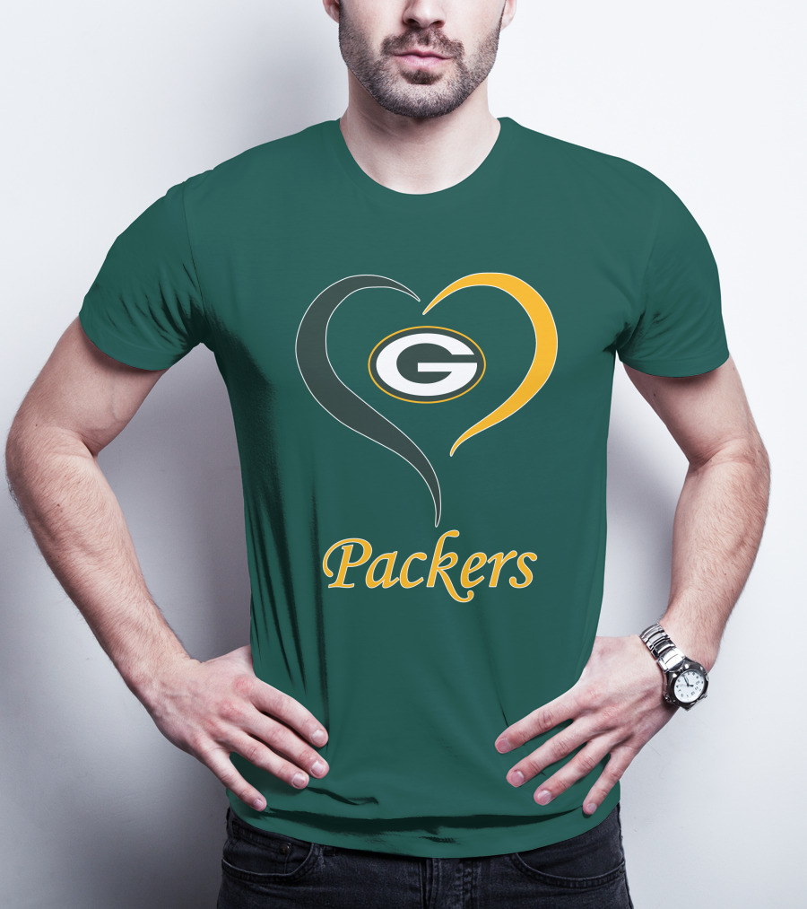 Green Bay Packers Heart Symbol Packers T-Shirt