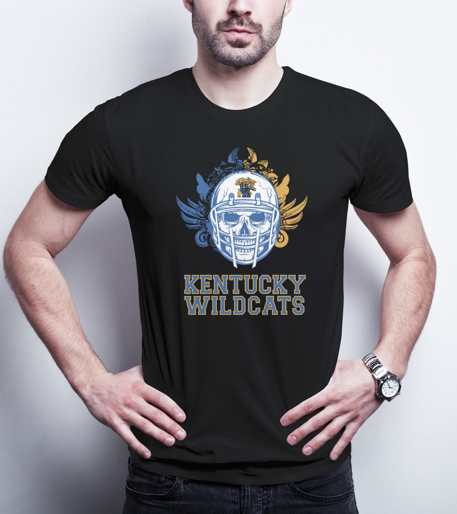 Kentucky Wildcats Skull Football Helmet T-Shirt