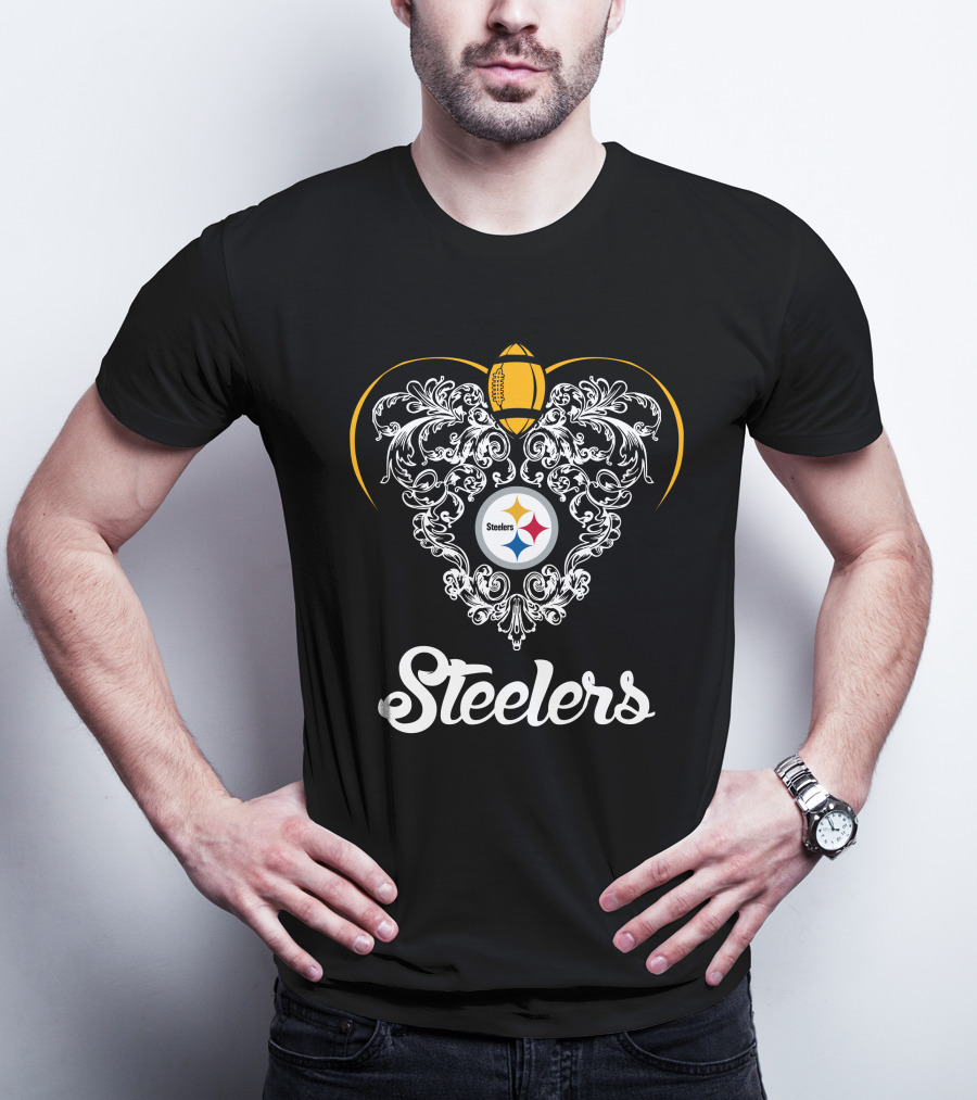 Steelers Football Emblem With Ornate Flourish T-Shirt