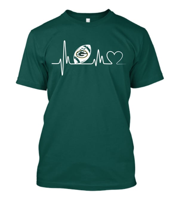 Green Bay Packers Heartbeat ECG Line Football Love T-Shirt