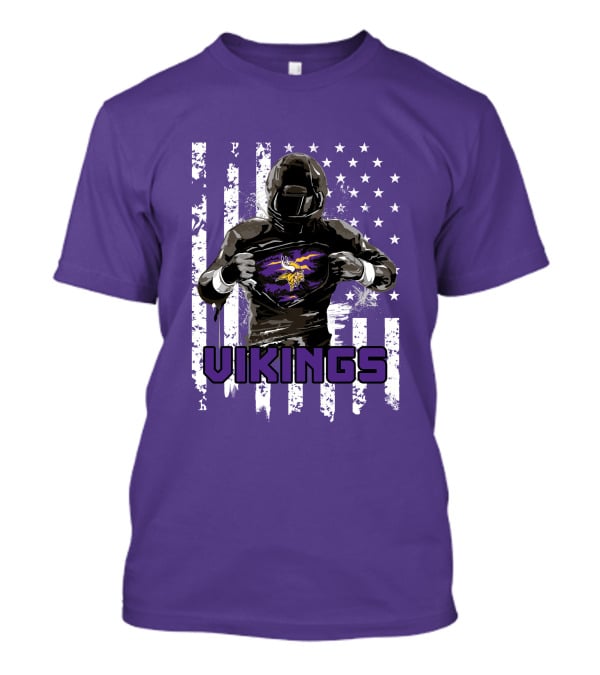 Minnesota Vikings Superhero Player American Flag T-Shirt