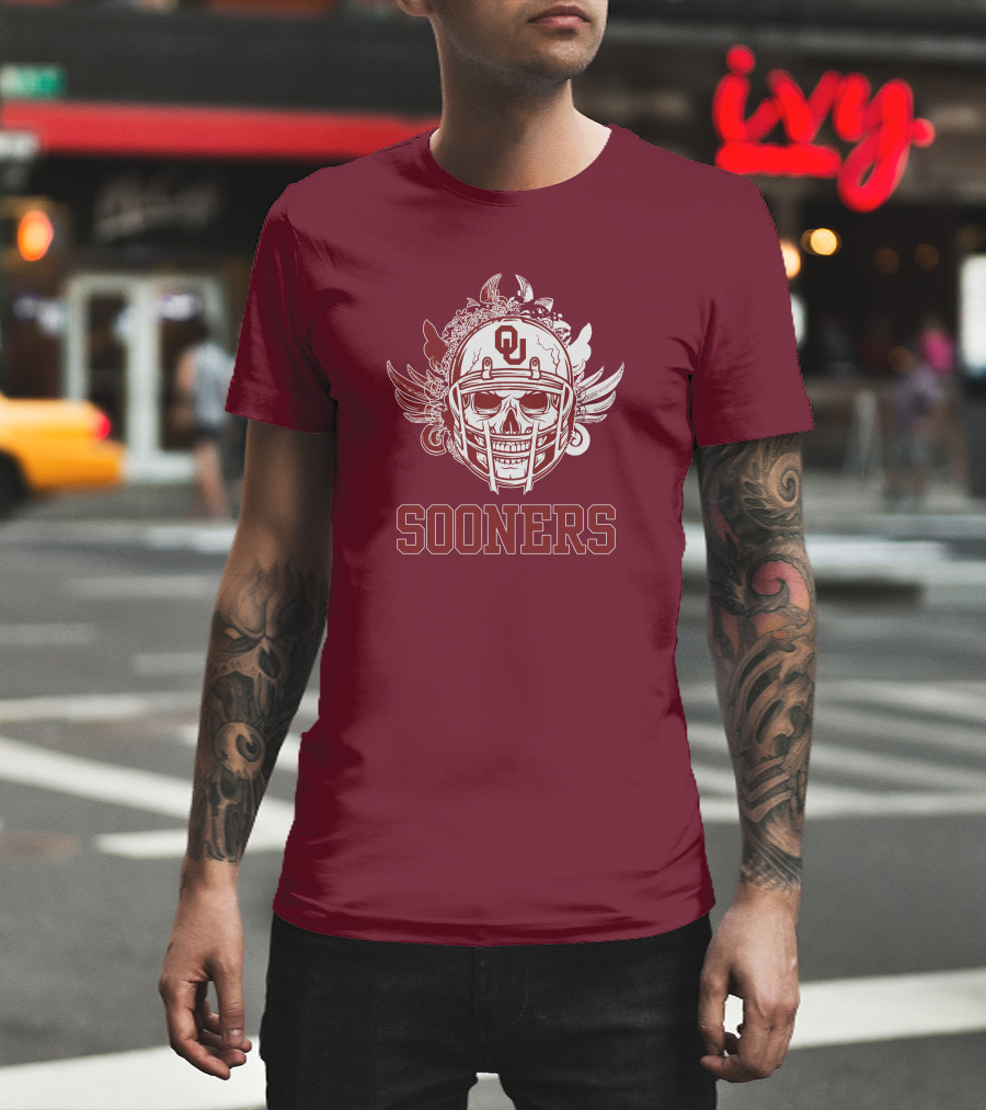 Sooners Skull Helmet OU T-Shirt