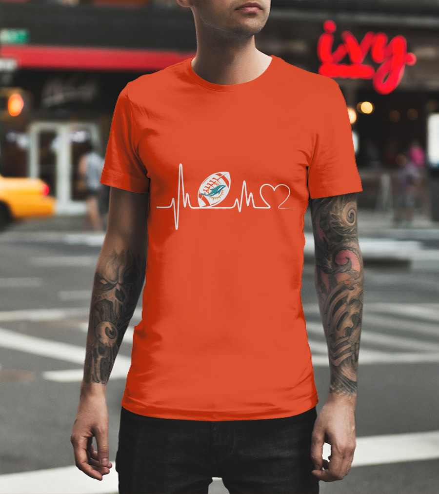 Miami Dolphins Football Heartbeat Pulse T-Shirt