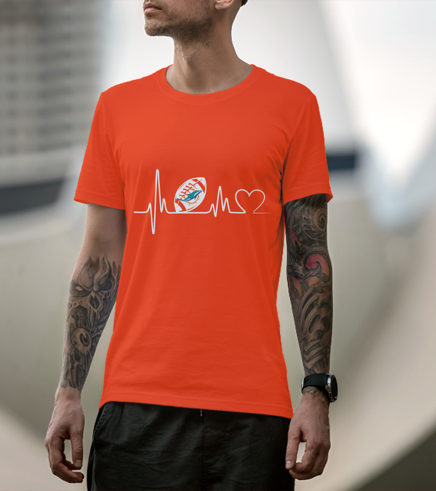 Miami Dolphins Football Heartbeat Pulse T-Shirt