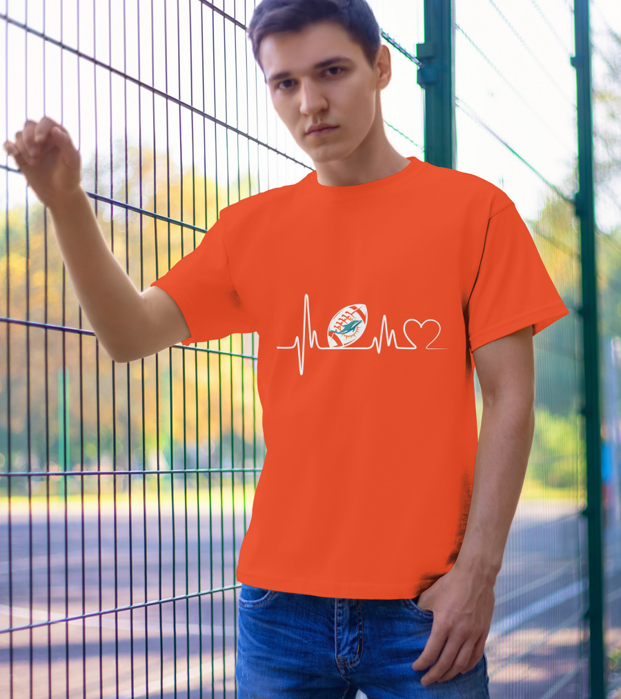 Miami Dolphins Football Heartbeat Pulse T-Shirt