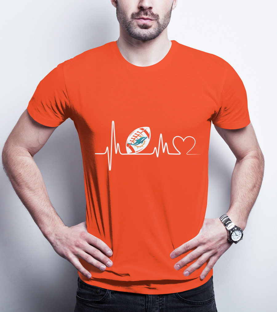 Miami Dolphins Football Heartbeat Pulse T-Shirt