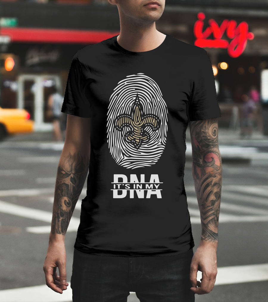 New Orleans Saints It's In My Dna Fingerprint Fleur-De-Lis T-Shirt
