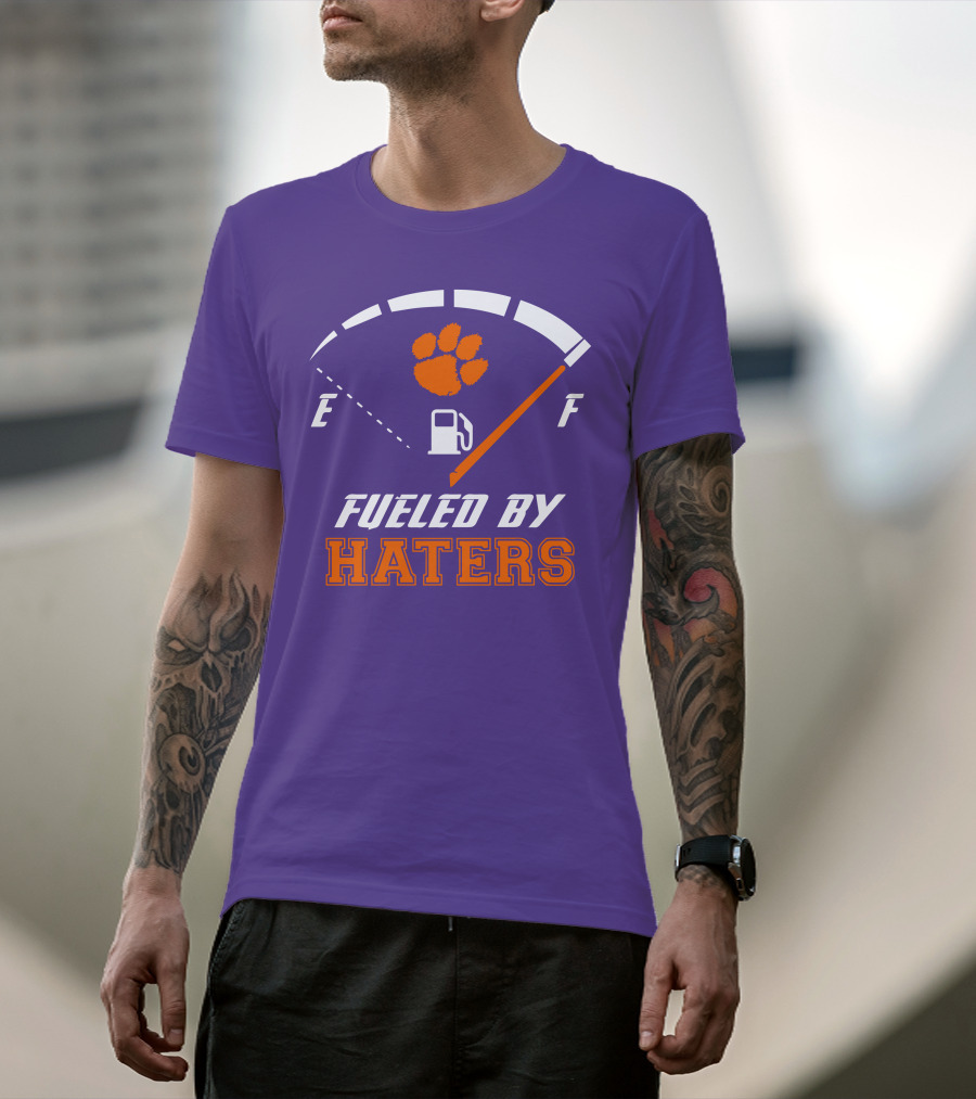 Clemson Tigers Fueled By Haters Gas Gauge Paw T-Shirt