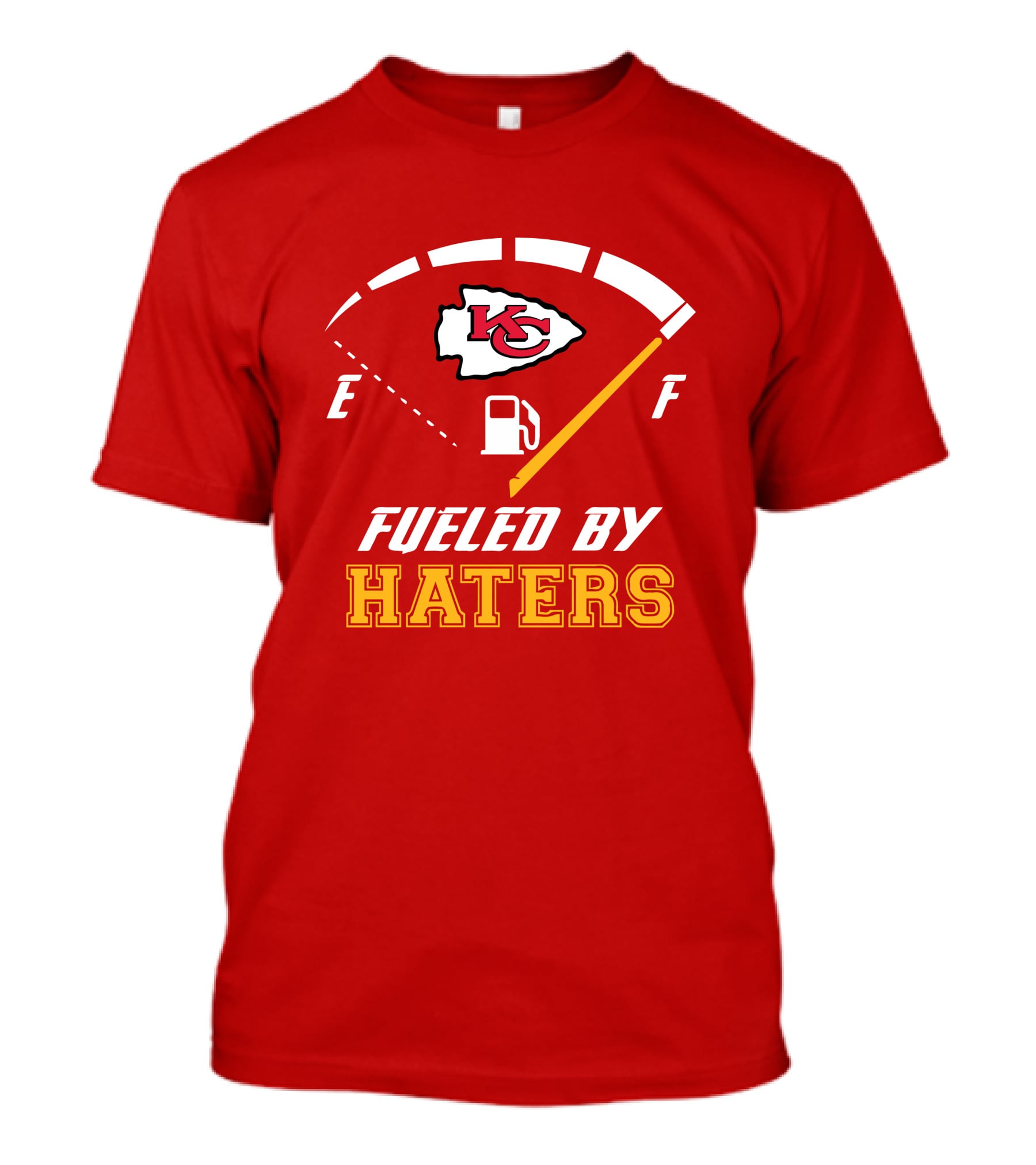 Kansas City Chiefs KC Logo Fueled By Haters Fuel Gauge T-Shirt