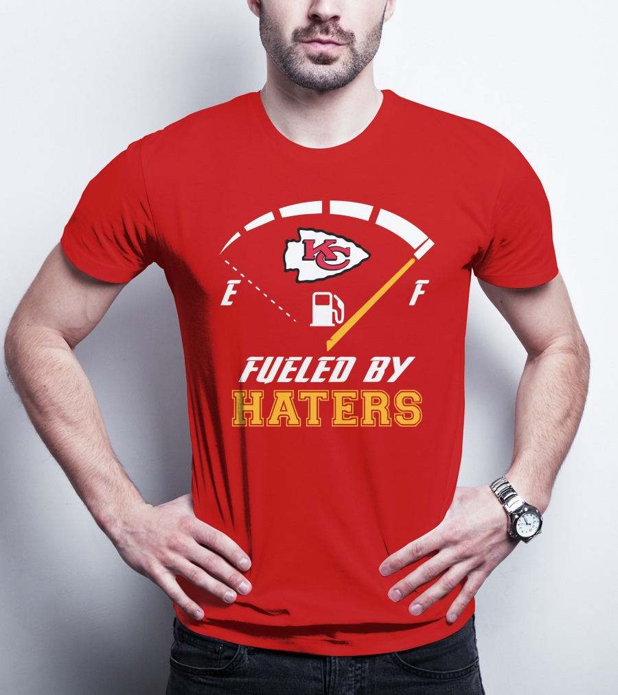 Kansas City Chiefs KC Logo Fueled By Haters Fuel Gauge T-Shirt