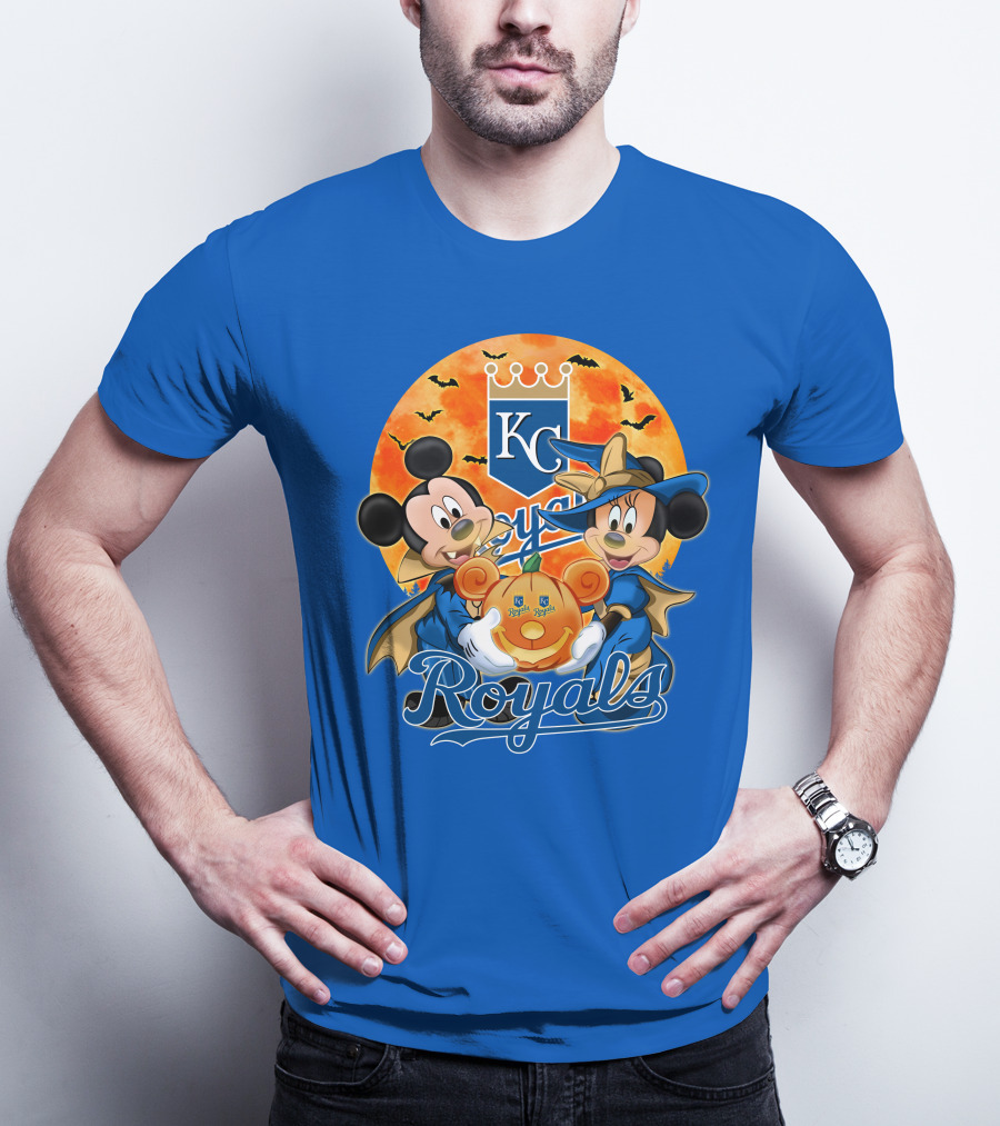 Kansas City Royals Mickey Mouse And Minnie Mouse Halloween Pumpkin Magic T-Shirt
