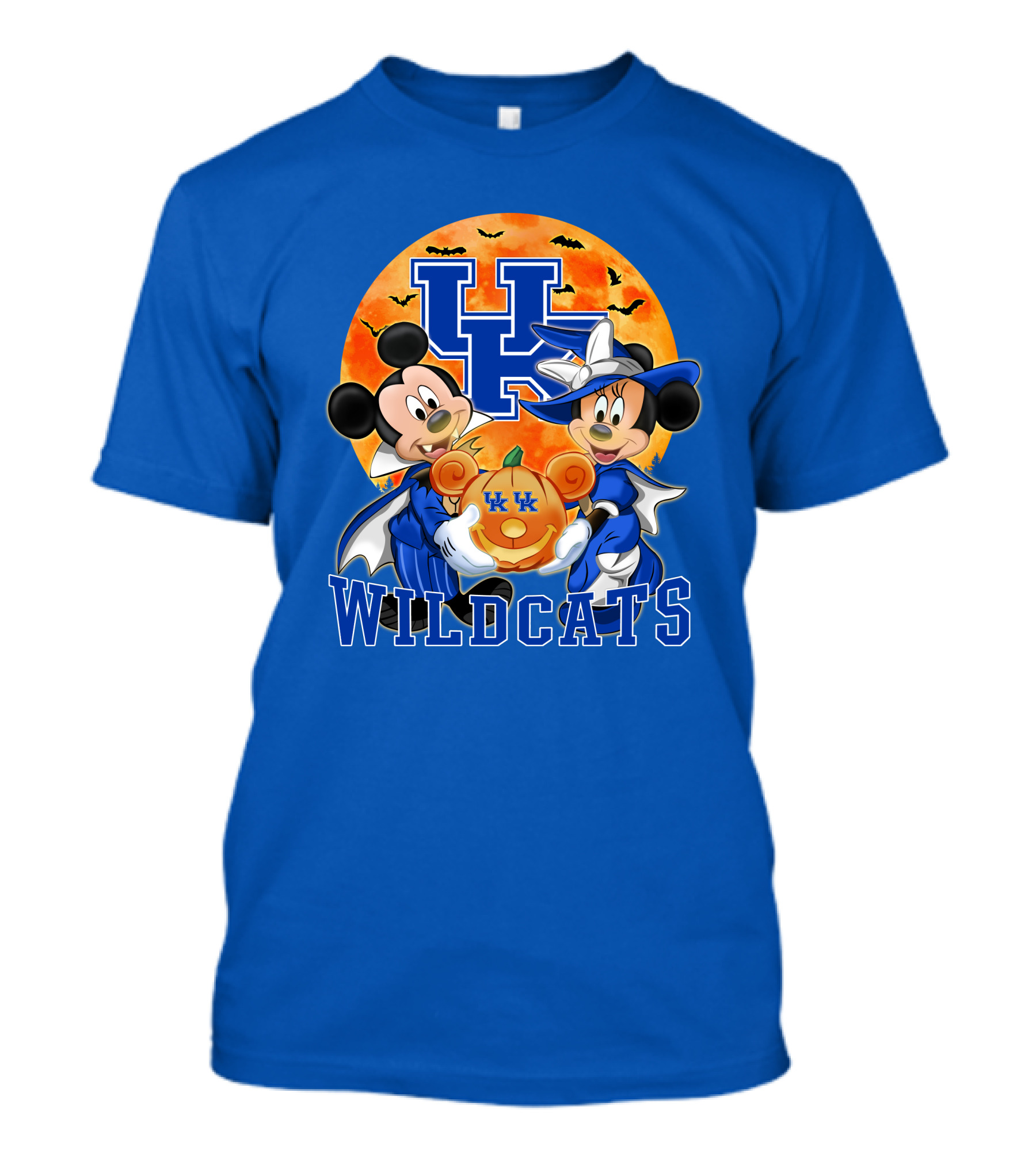Kentucky Wildcats Mickey Mouse Minnie Mouse Halloween Moon Pumpkin T-Shirt