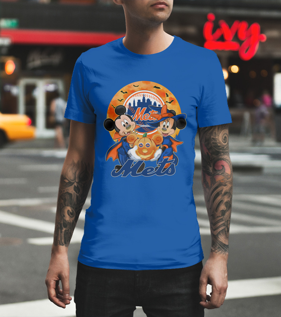 Mickey Minnie Mets Halloween Pumpkin Baseball Bats T-Shirt