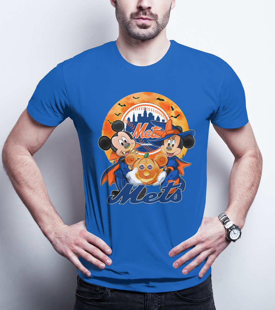 Mickey Minnie Mets Halloween Pumpkin Baseball Bats T-Shirt