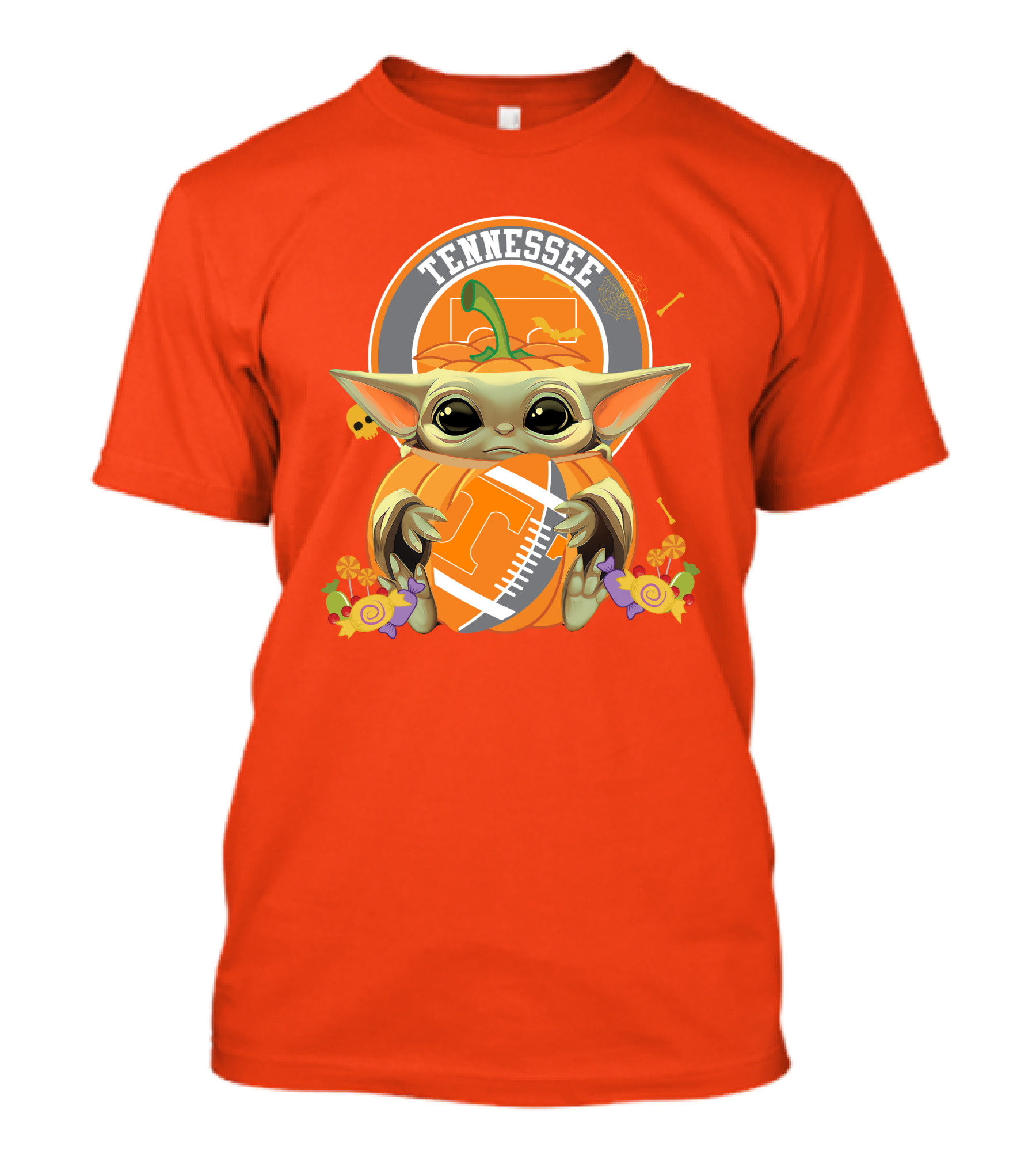 Tennessee Volunteers Halloween Pumpkin Baby Yoda Hug Football T-Shirt