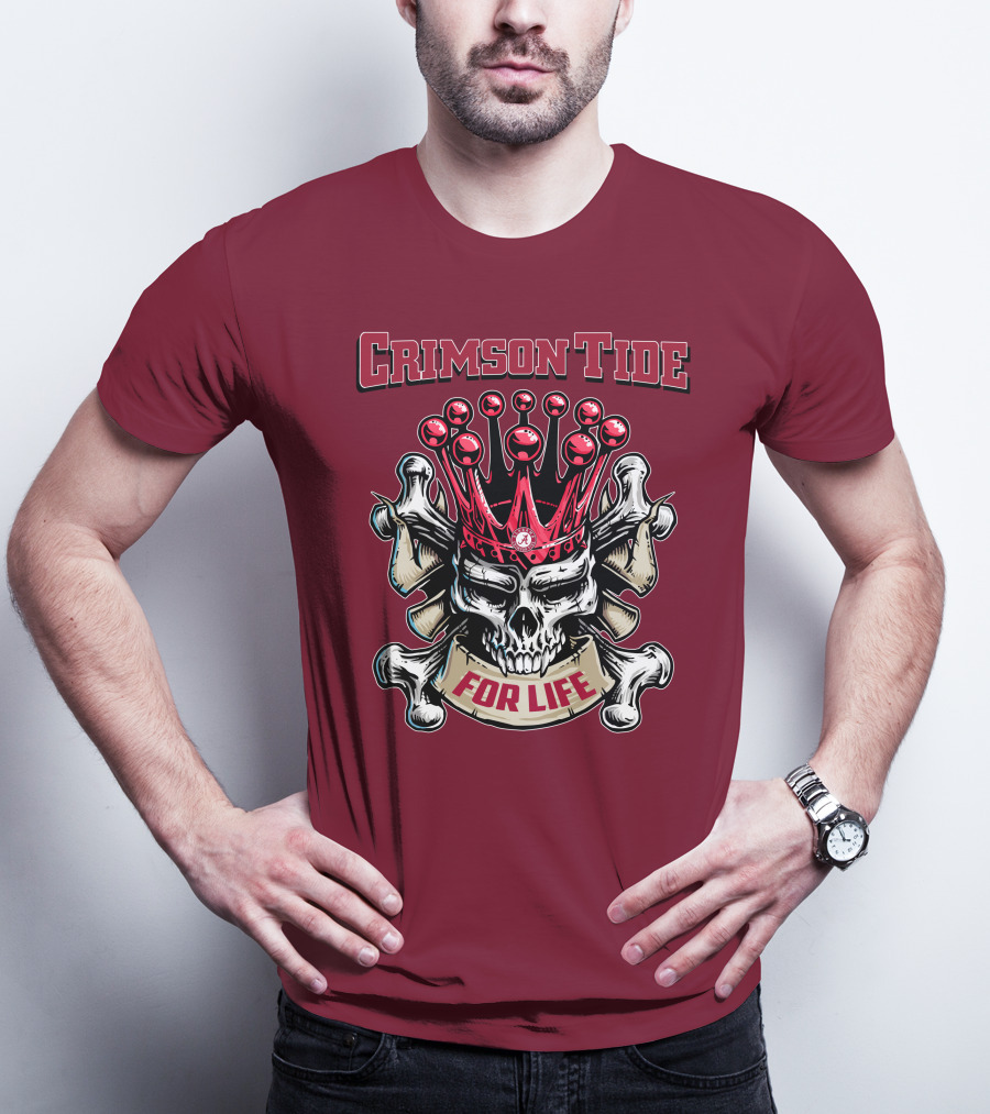 Crimson Tide Skull King For Life T-Shirt