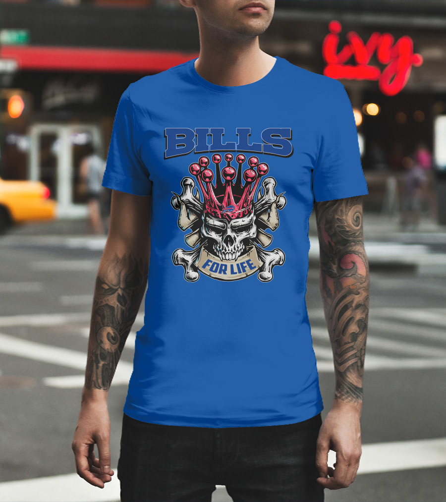 Buffalo Bills Skull King Crown For Life T-Shirt