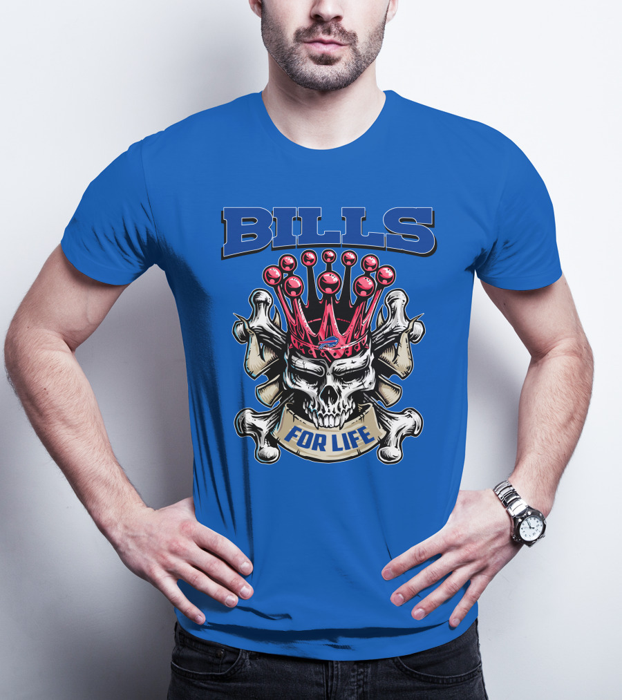 Buffalo Bills Skull King Crown For Life T-Shirt
