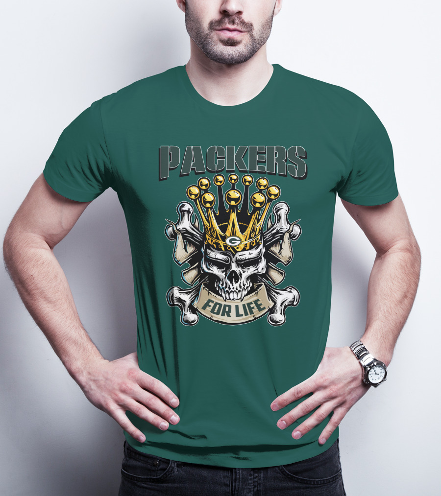 Packers Skull King Crown For Life T-Shirt