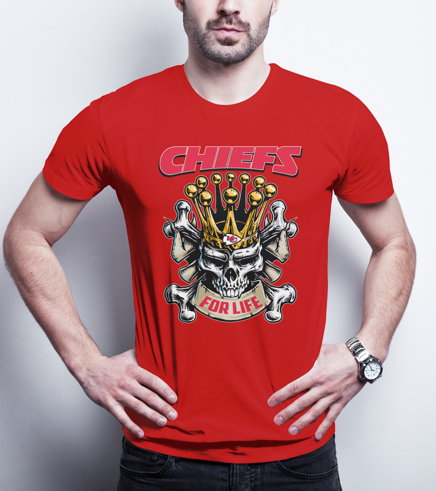 Chiefs Skull King Crown For Life T-Shirt