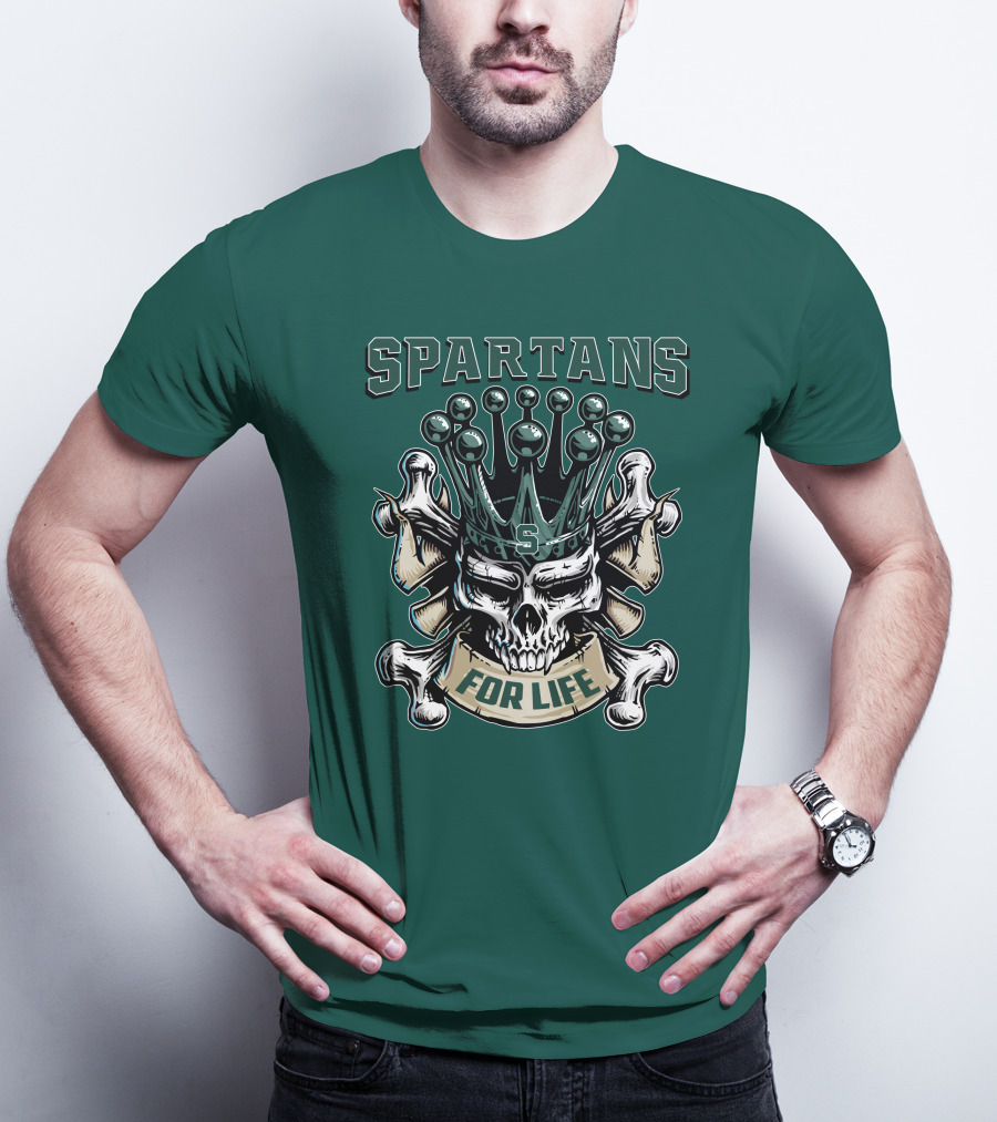 Spartans Skull King Michigan State For Life T-Shirt