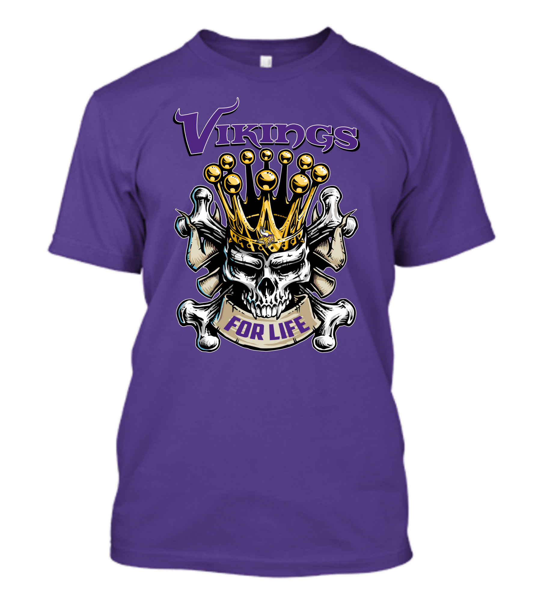 Vikings Skull King Crown For Life Minnesota T-Shirt