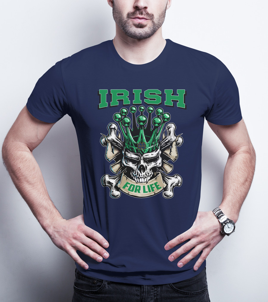 Irish Skull King Notre Dame For Life T-Shirt
