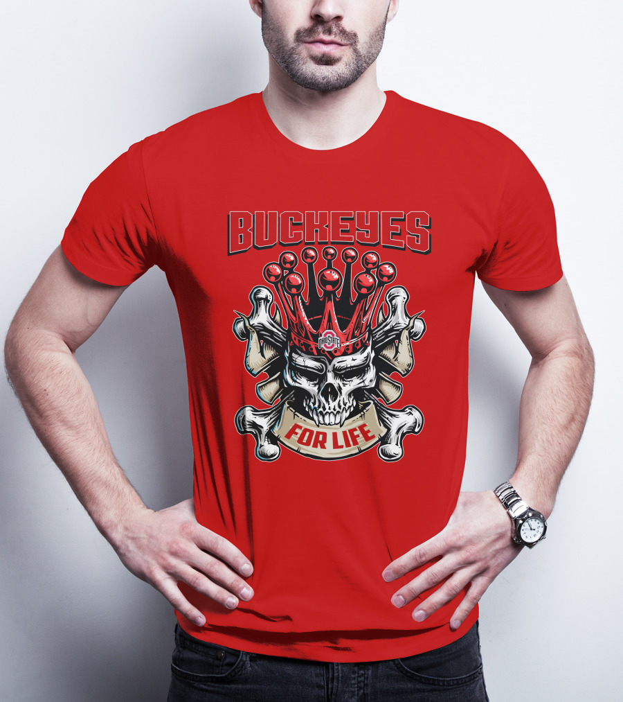Buckeyes Skull King Ohio State For Life T-Shirt